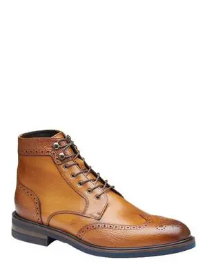 Johnston & Murphy Hartley Wingtip Boots - Tan Hand-stained It Calfskin