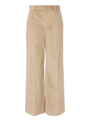 Brunello Cucinelli High-rise Wide-leg Corduroy Trousers - Beige