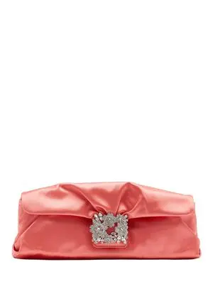 ROGER VIVIER Bouquet Strass Satin Clutch - Pink