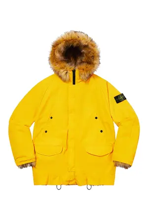 Supreme X Stone Island Formula Steel Reversible Faux Fur Parka - Yellow