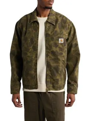 Carhartt Work In Progress Carhartt Work In Progress Duck Detroit Camo Zip Jacket Duck Green Green Garment Dyed