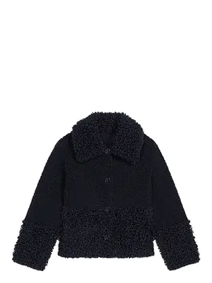 Maje Collar Long-sleeve Faux-shearling Jacket - Noir / Gris