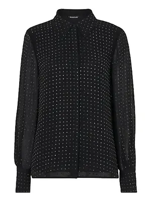 Whistles Diamante-embellished Woven Blouse - Black