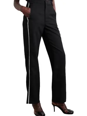 DIOTIMA Thirds Embroidered Wool-twill Straight-leg Pants - Black