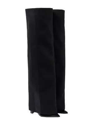 SACAI Leather-trimmed Melton Knee-high Boots