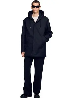 Sandro Sandro Quilted Zip-Up Parka Black