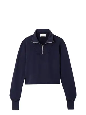 LES TIEN Haley Cropped Sweatshirt - Blue