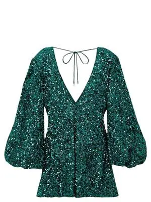 ROTATE BY BIRGER CHRISTENSEN Darsie Sequined Mini Dress - Emerald