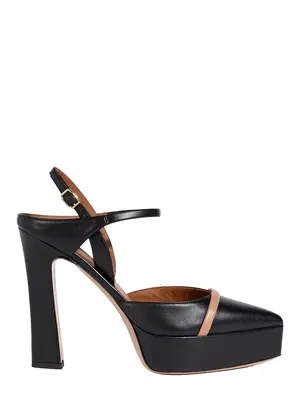MALONE SOULIERS Shay 125 Leather Platform Slingback Pumps - Black