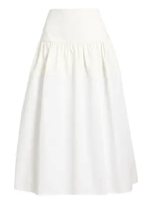 JIL SANDER Tiered Cotton-twill And Cotton-poplin Midi Skirt - White