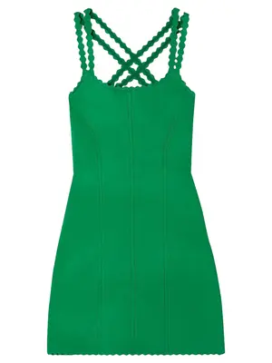 Victoria Beckham Scalloped Knitted Mini Dress - Green