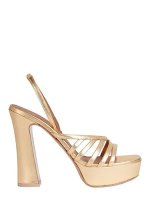 MALONE SOULIERS Malone Souliers Amaya 125 Metallic Leather Platform Slingback Sandals