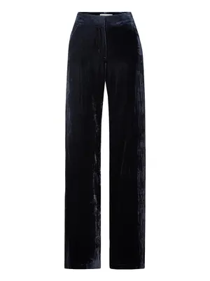 Veronica Beard Lebone Velvet Wide-leg Pants - Navy