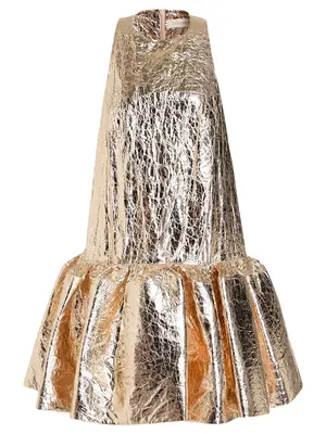 Zimmermann Crinkled Metallic Woven Mini Dress - Gold