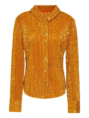 Stine Goya Daya Sequined Lamé Shirt - Marigold