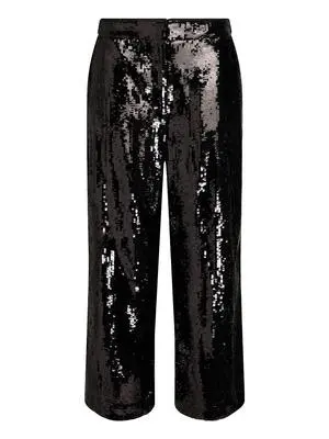 Theory Sequined Straight-leg Crepe Pants - Black