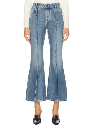 Bottega Veneta Cropped Kick Flare Leg Jeans - Mid Blue