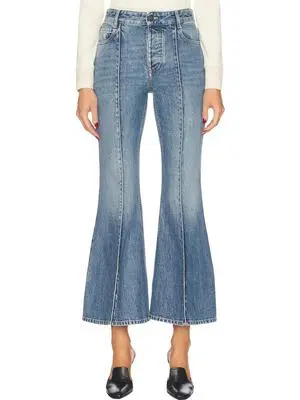 Bottega Veneta Cropped Kick Flare Leg Jeans - Mid Blue