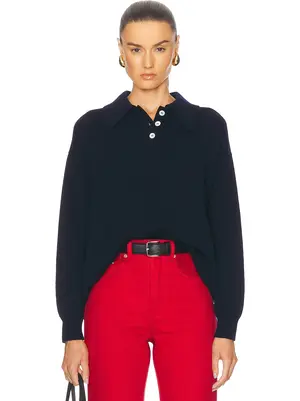 &daughter Edith Plain Polo Sweater - Navy