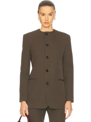 Bottega Veneta Collarless Blazer - Dark Olive