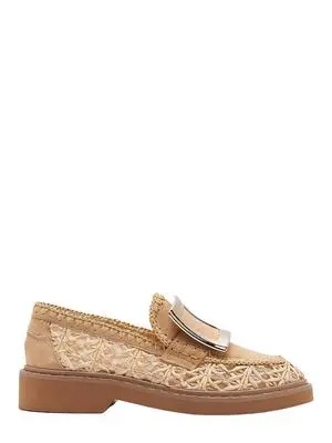 ROGER VIVIER Viv Rangers Raffia Loafers - Neutral