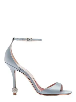 ROGER VIVIER I Love Vivier Strass-Detail Satin Sandals Blue