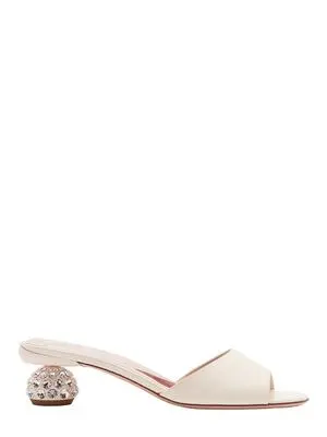 ROGER VIVIER Crystal-embellished Leather Mules - White