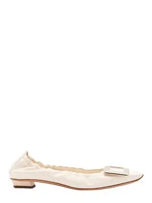 ROGER VIVIER Belle Vivier Leather Flats - White