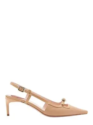 ROGER VIVIER Leather Slingback Pumps - Tan