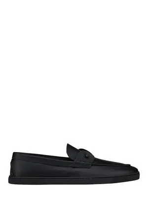 CHRISTIAN LOUBOUTIN Chambeliboat Leather Loafers Black Tonal