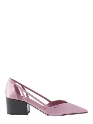 Prada 55mm Satin Cut-Out Pumps Pink