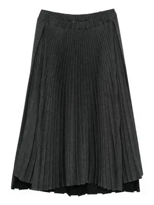 Plan C Plissé Midi Skirt - Black