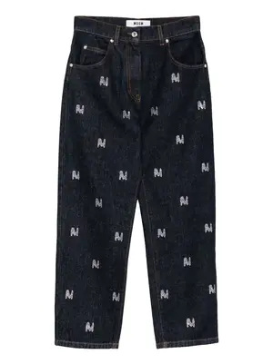 MSGM Crystal-embellished Jeans - Blue