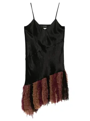 SONG FOR THE MUTE Chiffon-detail Slip Dress - Black