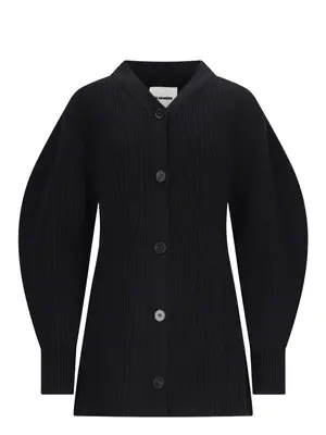 JIL SANDER Ribbed-knit Cardigan - Black