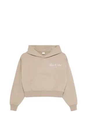 SPORTY & RICH Vendome Script Cropped Hoodie - Neutrals