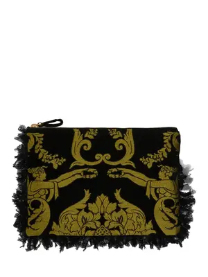 La DoubleJ Cherub-print Clutch - Black