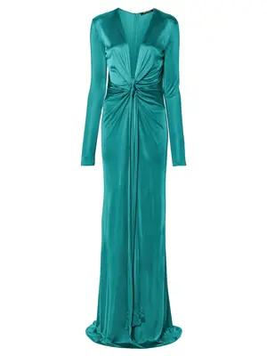 Roberto Cavalli Plunging V-neck Gown - Green