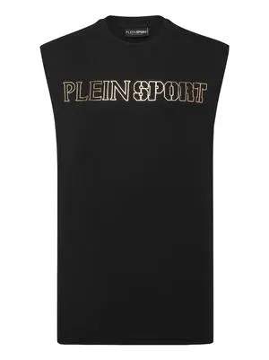 PLEIN SPORT Tiger-print Round-neck Tank Top - Black
