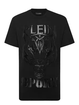PLEIN SPORT Tiger-print Round-neck T-shirt - Black