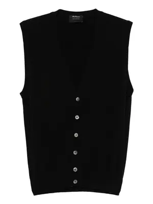DELL'OGLIO V-neck Cashmere Vest - Black