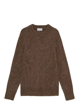 GANNI Brushed Long Sleeve Jumper - Brown