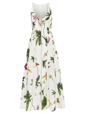OSCAR DE LA RENTA Orchid Zip-Front Poplin Dress
