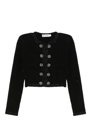 SELF-PORTRAIT Textured Knit Jacket - Black