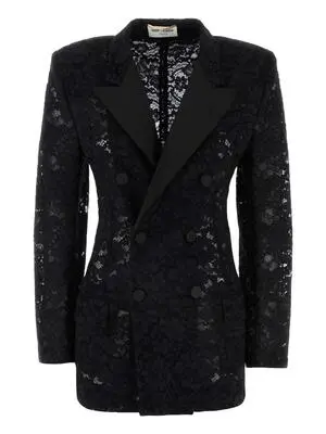 Saint Laurent Double-breasted Tuxedo Jacket - Black