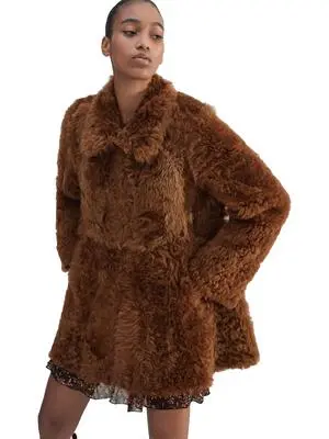 ME+EM Luxe Shearling Swing Coat - Toffee