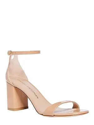 STUART WEITZMAN Nudist Block 75 Sandals - Adobe Patent