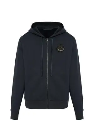 Moncler Zip-up Logo Patch Hoodie - Blue
