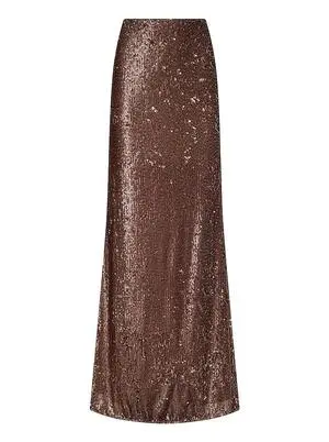 L'Agence Zeta Sequined Maxi Skirt Dark Hazelnut