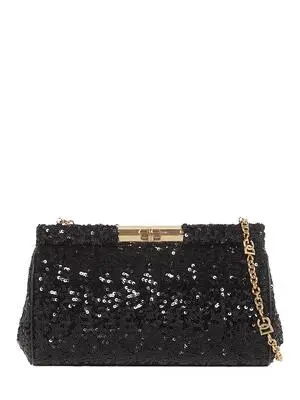 Dolce & Gabbana Marlene Embellished Medium Shoulder Bag - Black